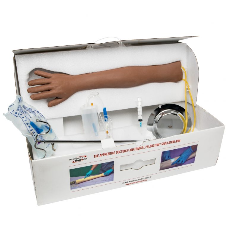 IV & Phlebotomy Practice Kit with Full Size Arm (Dark) - Apprentice Doctor